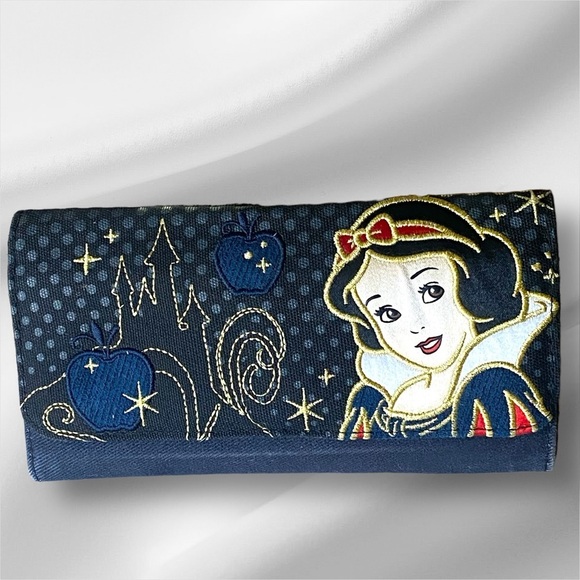 Disney | Bags | Vintage Disney Snow White Embroidered Denim Wallet Blue ...